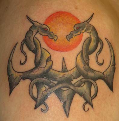 Twin dragon tattoo - Bronctattooaus.com