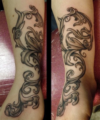 Victorian Scrollwork Tattoos Ornate Victorian Scrolls Engraving Stock